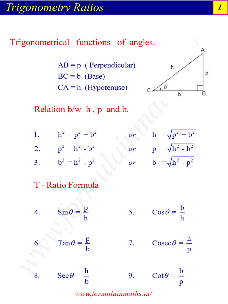 Trigonometry Ratios | PDF