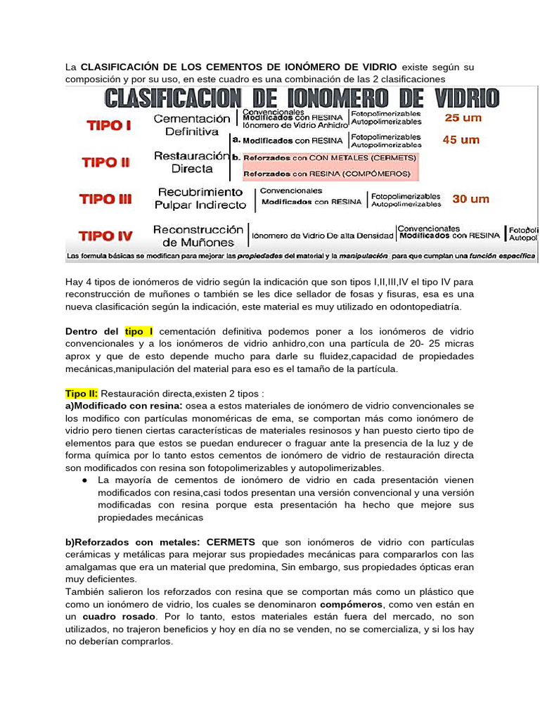 2 Parte Ionomero Vidrio Clasificacion Propiedades Ventajas Desventajas ...