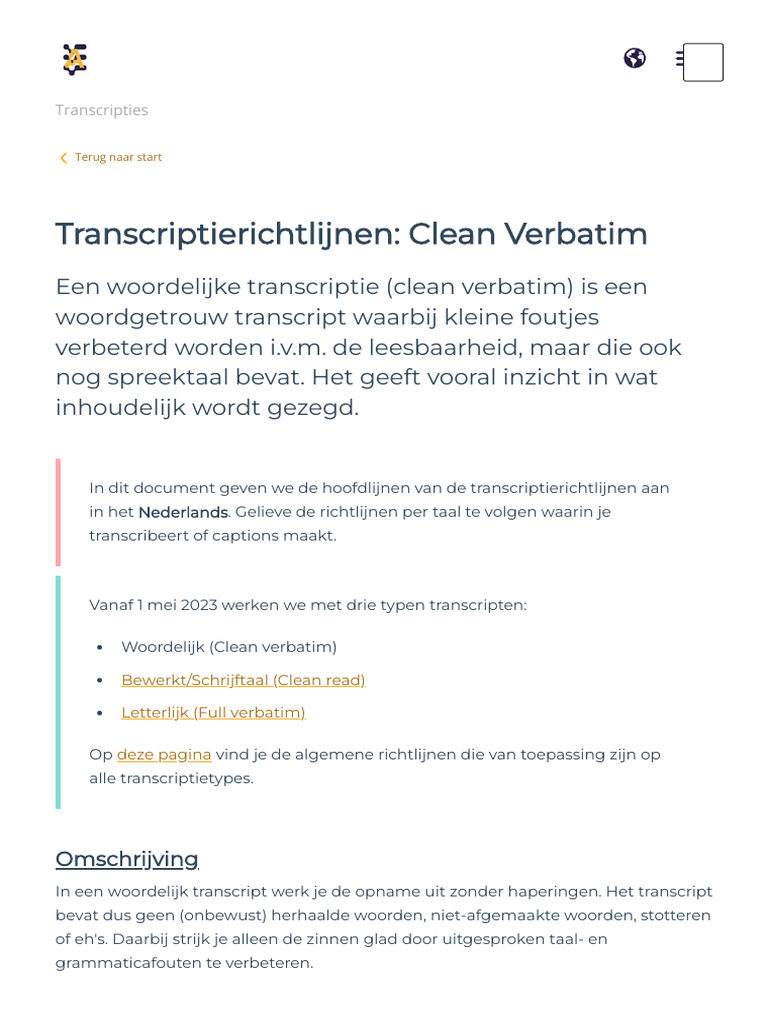 Transcriptierichtlijnen - Clean Verbatim-1 | PDF