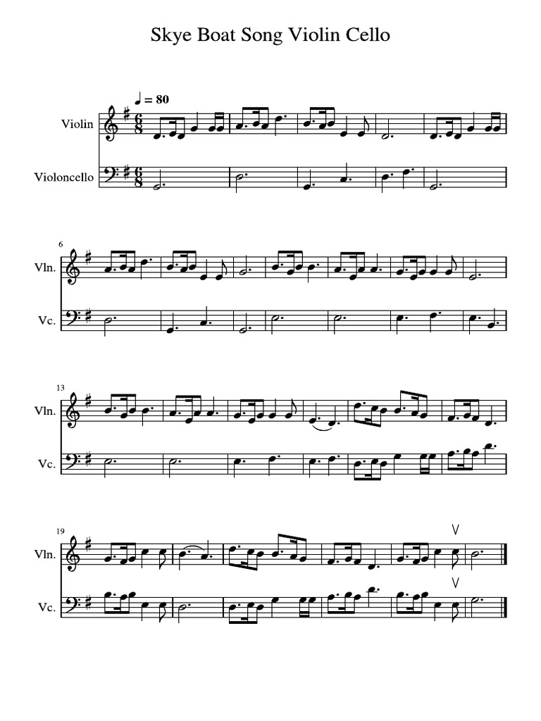 Skye Boat Song Violin Cello | PDF