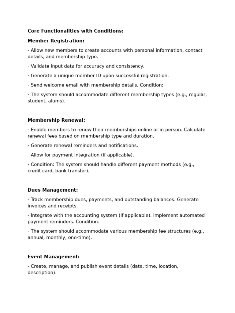Core Functionalities With Conditions | PDF
