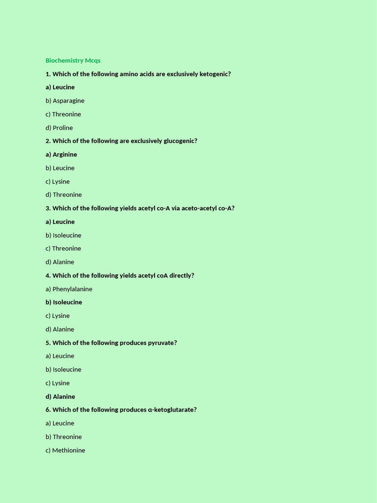 Biochem 2 Mcqs | PDF