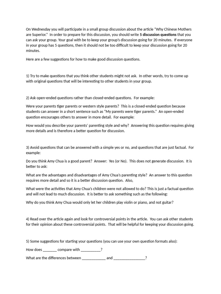 Writing Discussion Questions | PDF