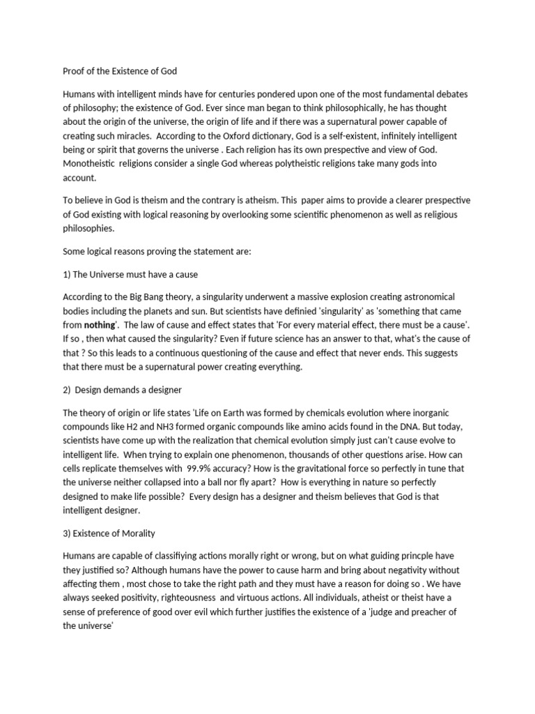 Proof of The Existence of God | PDF