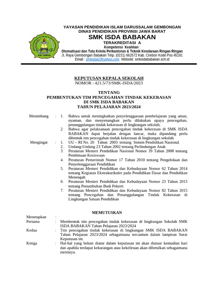 SK Tim Anti Perundungan | PDF