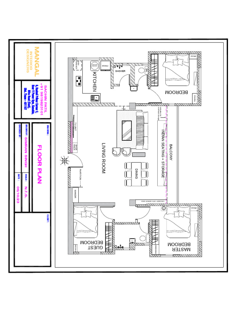3 BHK Floor Plan-1 | PDF