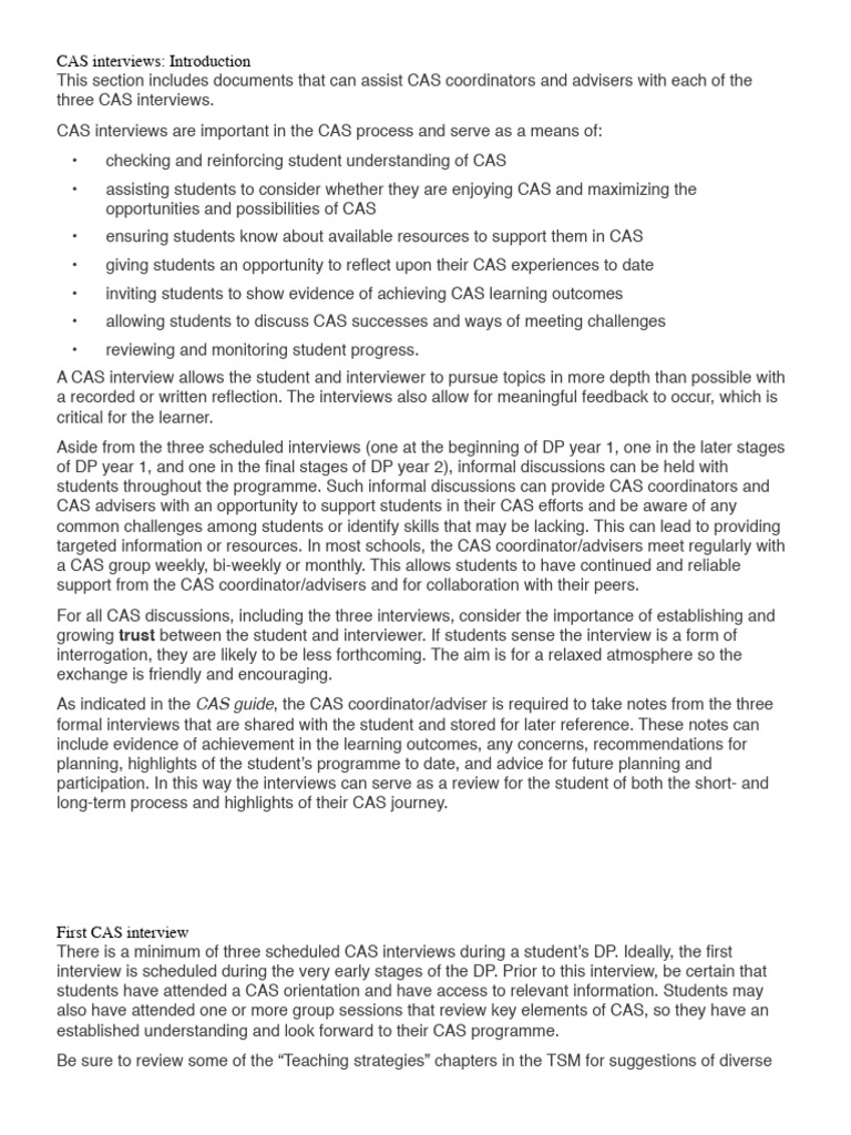 CAS Interview 1 - Information | PDF