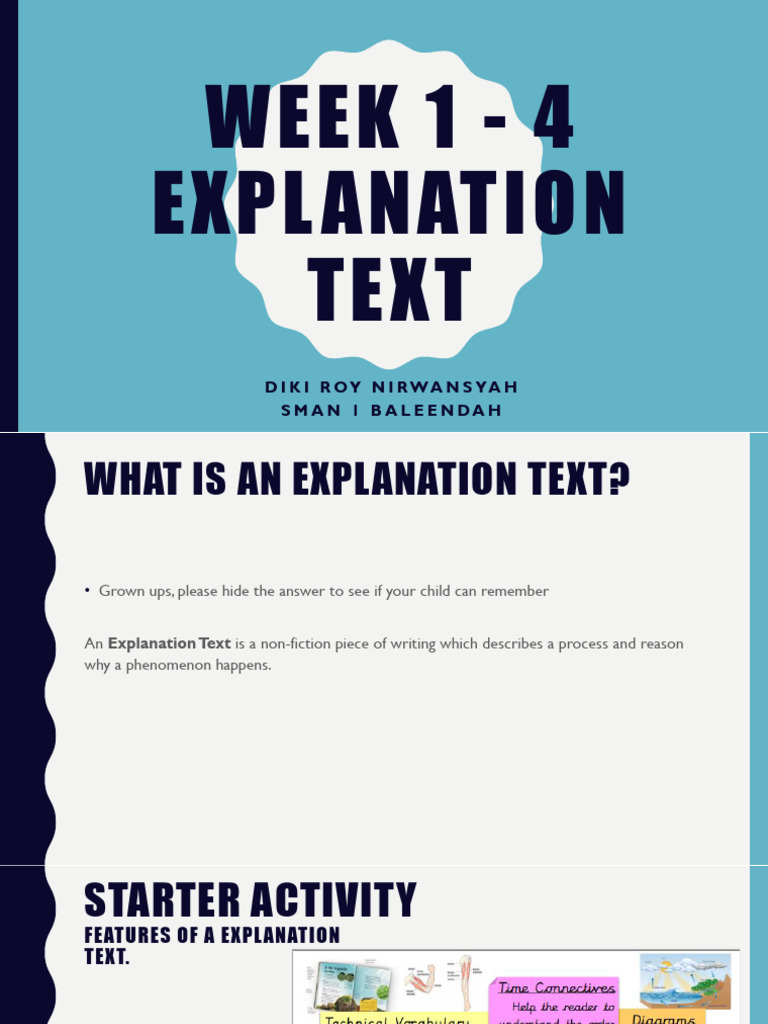 XII Grade English Week 1 - 4 Explanation Text | PDF | Pupa | Self-Improvement
