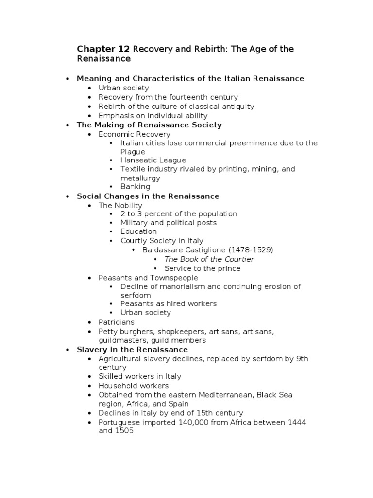 Chapter 12 Outline | PDF | Italian Renaissance | Renaissance