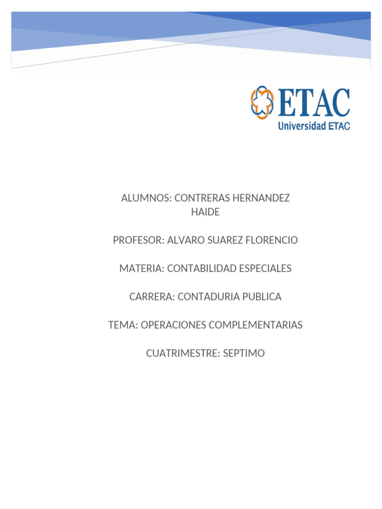 Operaciones Complementarias | PDF
