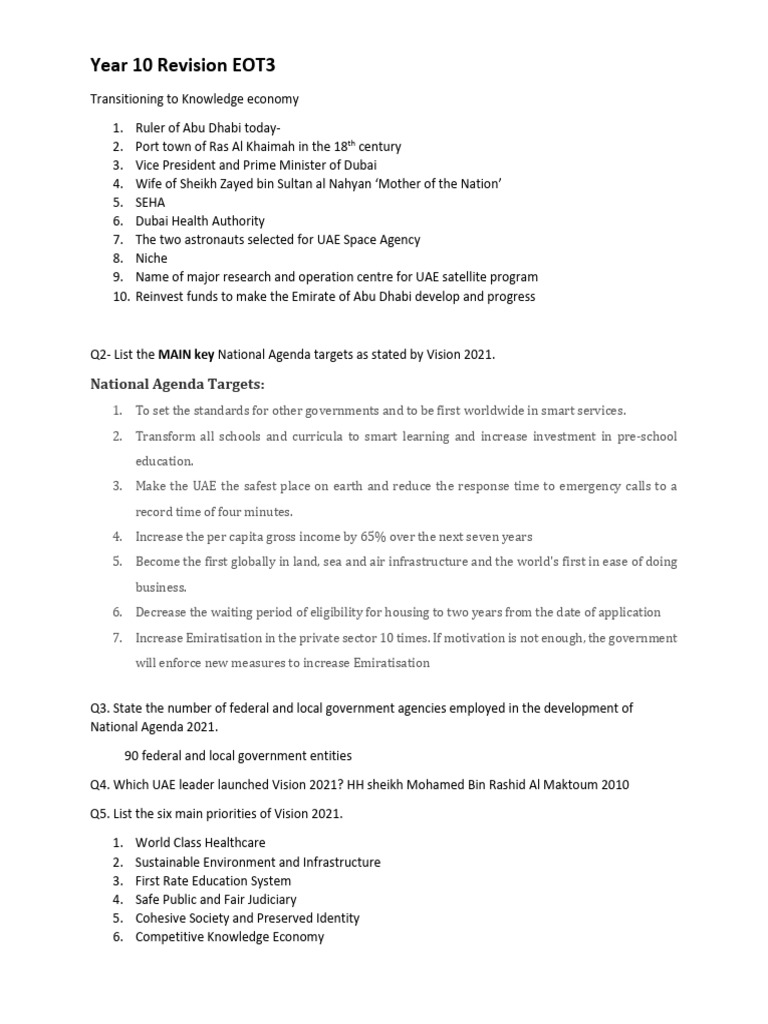 Year 10 Revision EOT3 | PDF