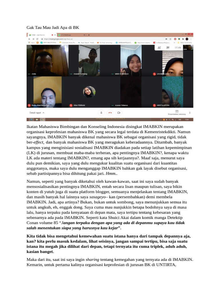 Gak Tau Mau Jadi Apa Di BK | PDF