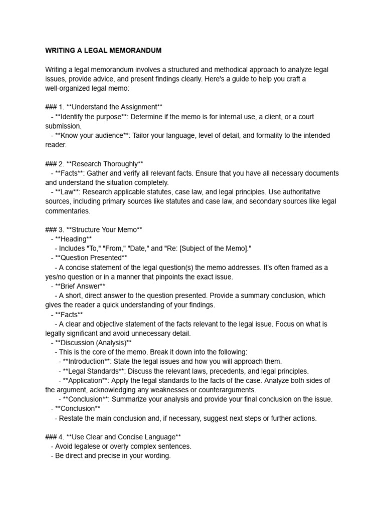 Writing A Legal Memorandum | PDF