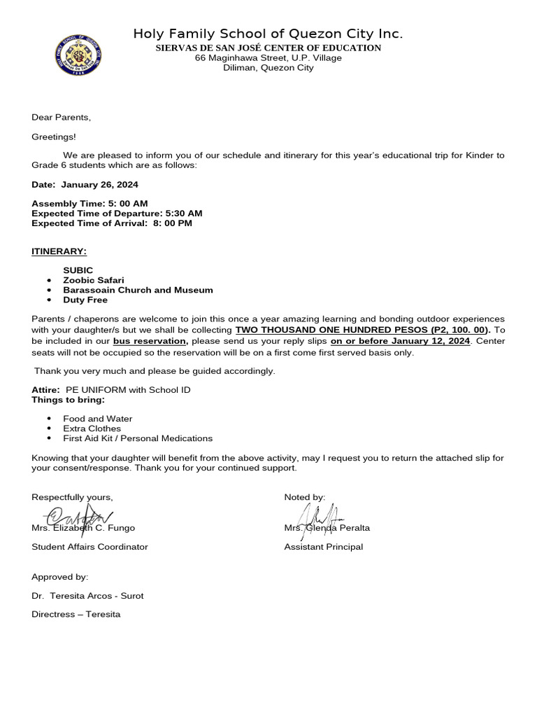 Fieldtrip 23-24 Parental Consent - Elementary | PDF