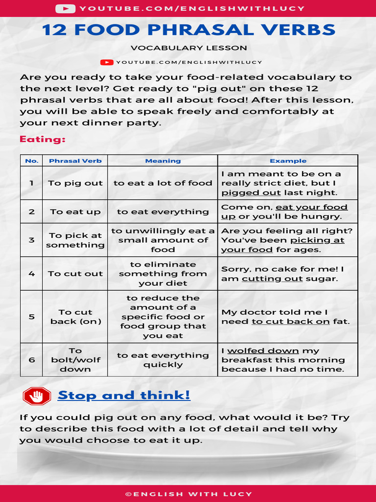 12 Food Phrasal Verbs | PDF