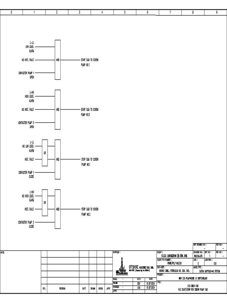 Logic Flow Diagram Start - Stop Screw Pump | PDF