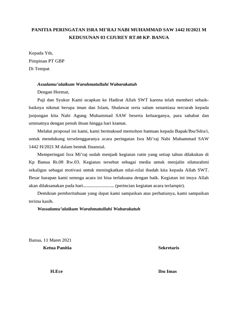 Proposal Peringatan Isra Miraj | PDF