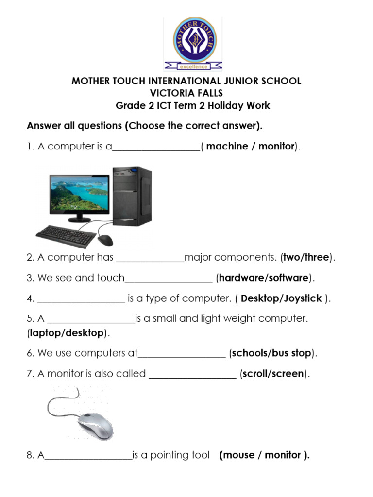 Grade 2 ICT Term 2 Holiday Work | PDF