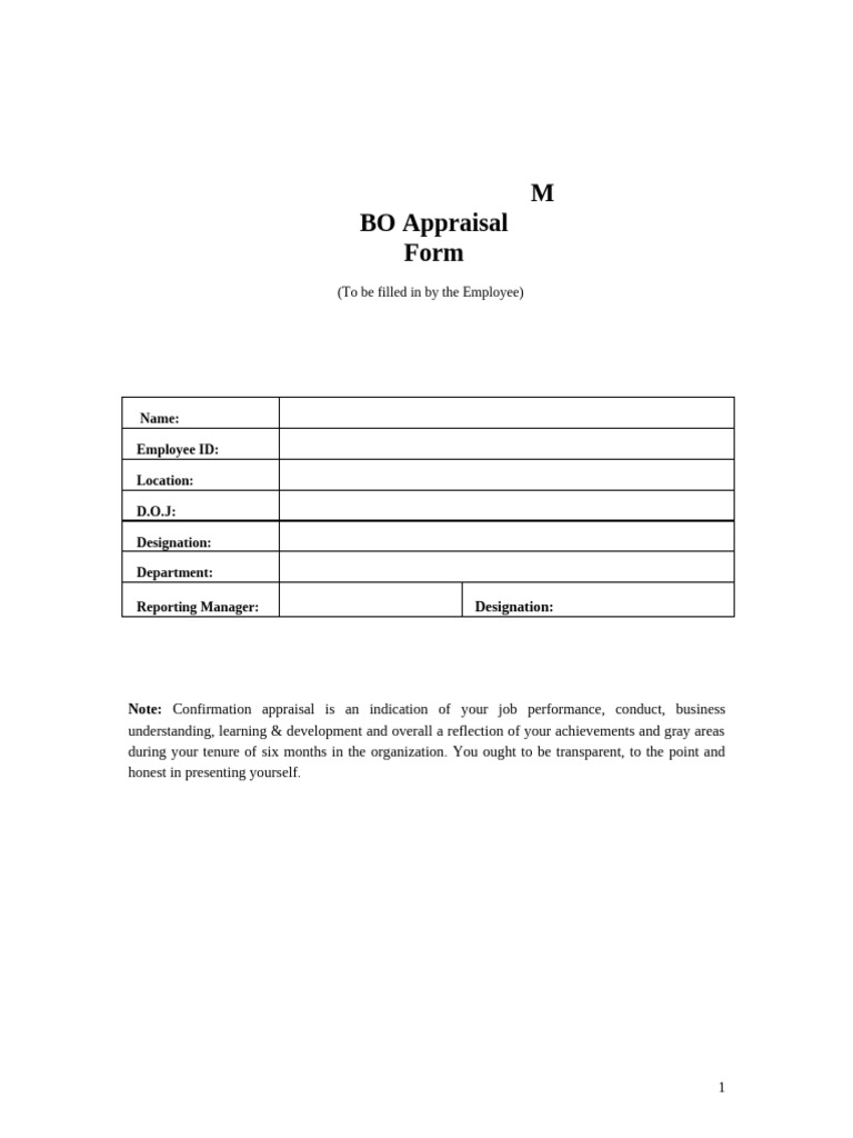 Mbo Appraisal Form Pdf