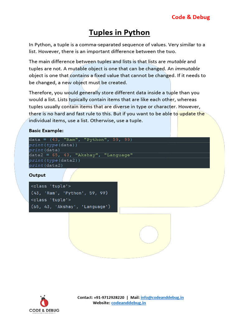 Tuples in Python | PDF