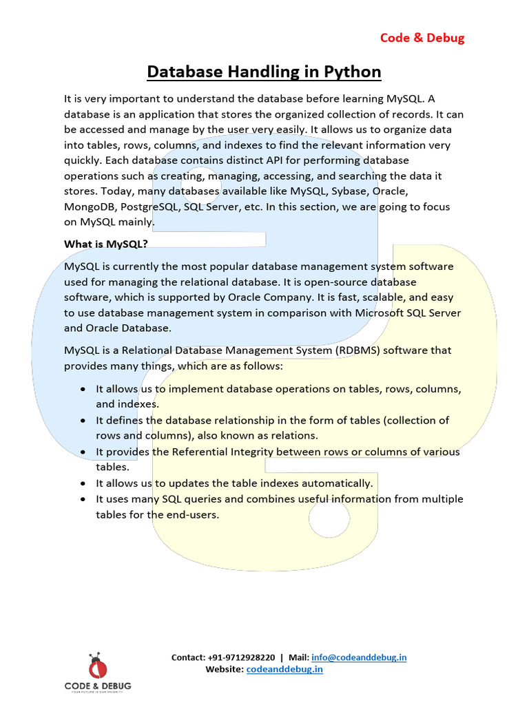 Database Handling | PDF