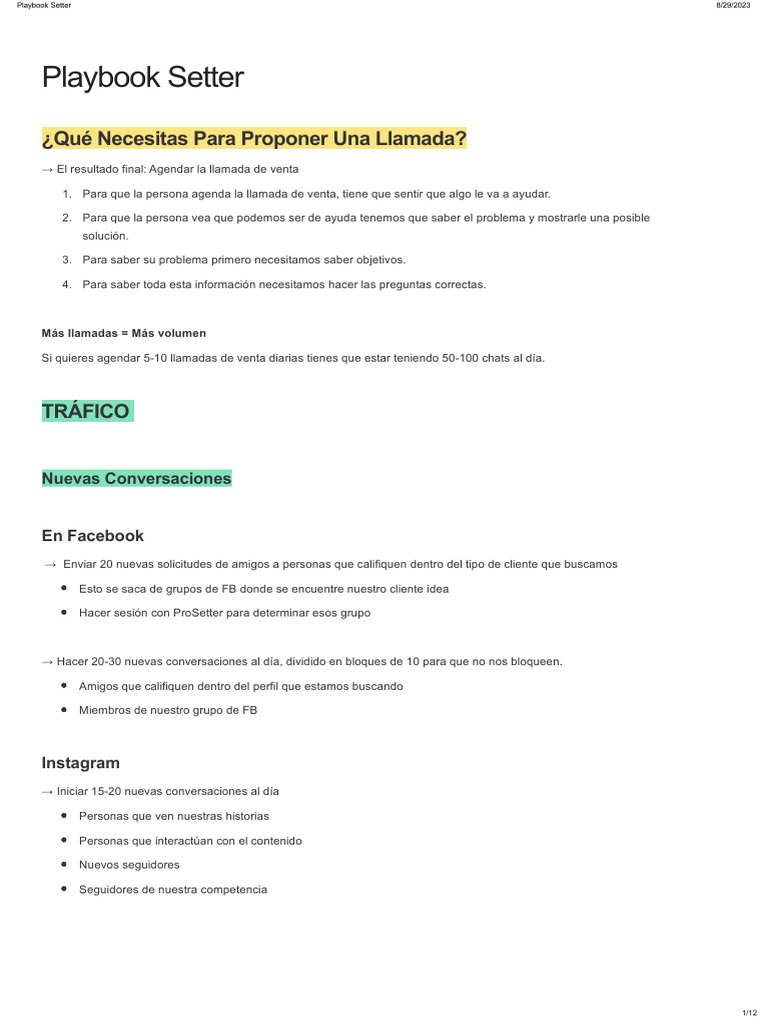 Playbook Setter | PDF