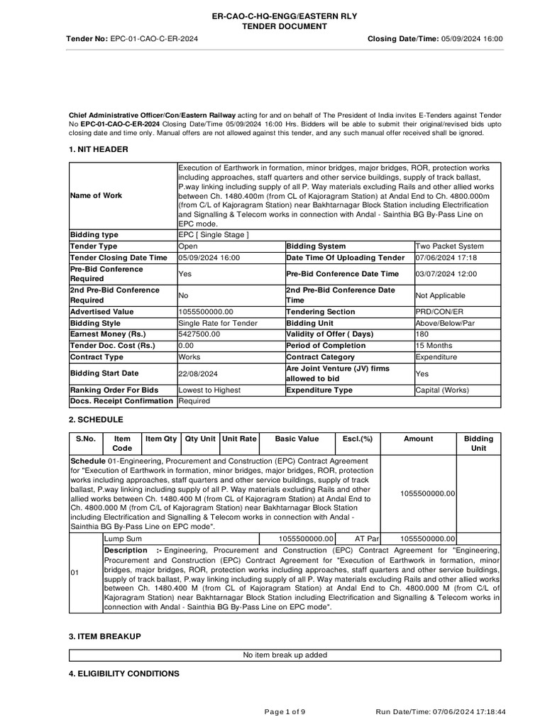 Andal - Sainthia BG By-Pass Line On - viewNitPdf - 4598430 | PDF