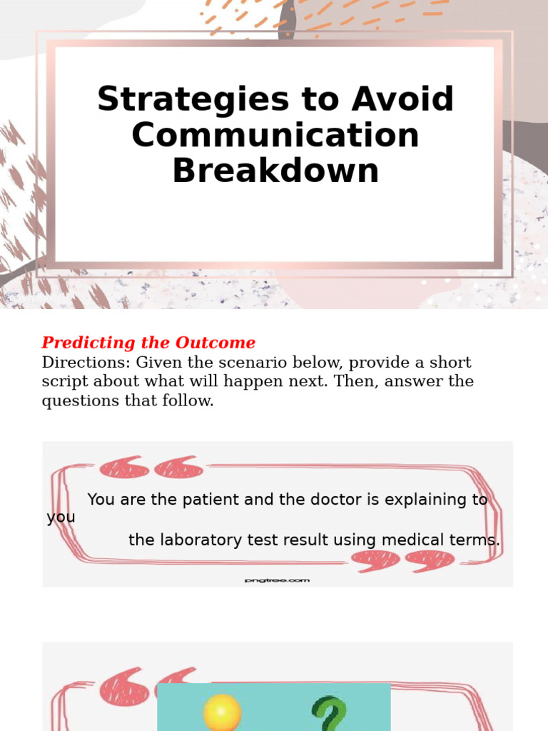 Strategies To Avoid Communication Breakdown | PDF