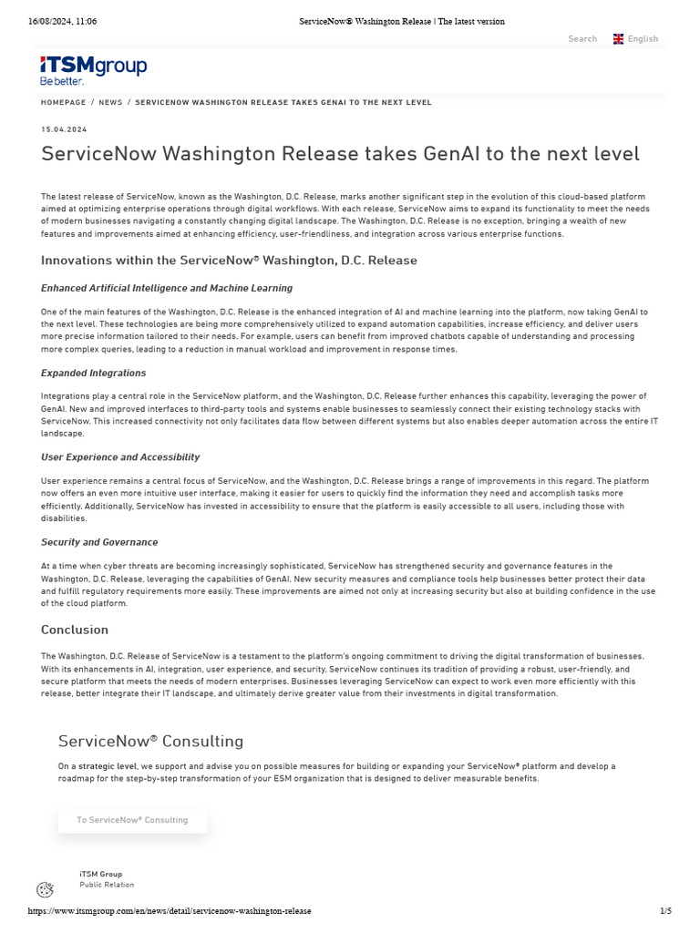 ServiceNow® Washington Release - The Latest Version | PDF