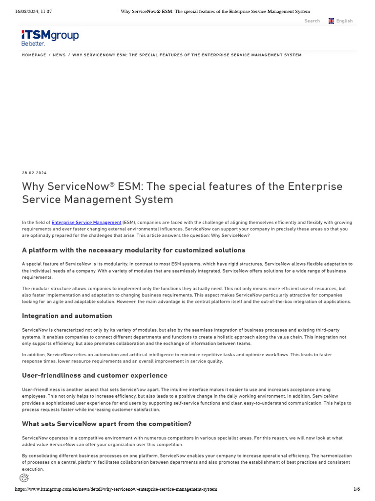 Why ServiceNow® ESM - The Special Features of The Enterprise Service ...