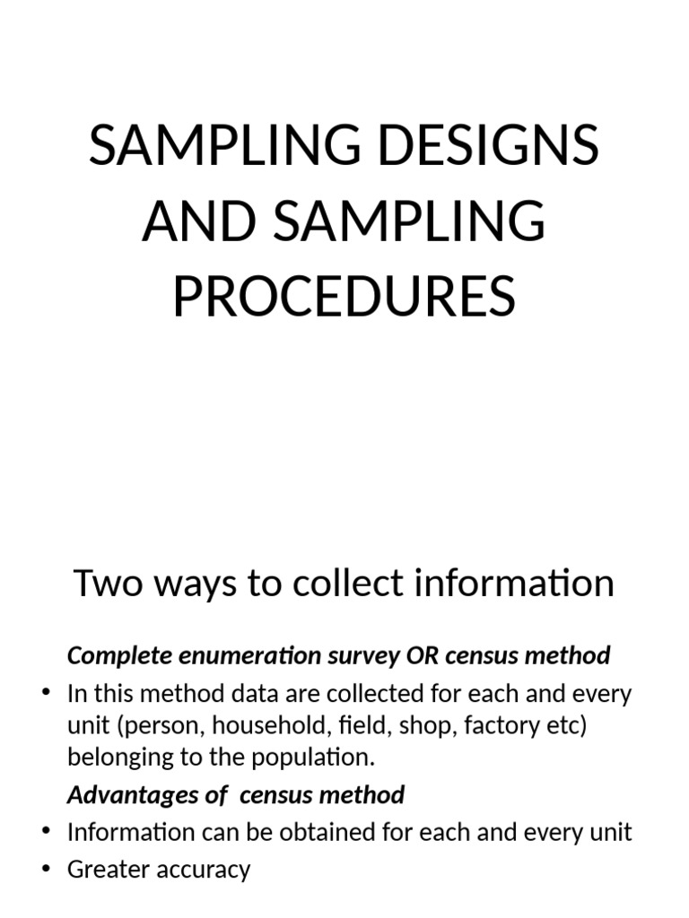 Sampling Design and Procedure Sampling Errors | PDF