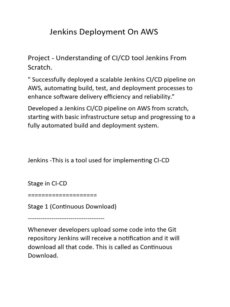 CI - CD Project Deployment On AWS | PDF