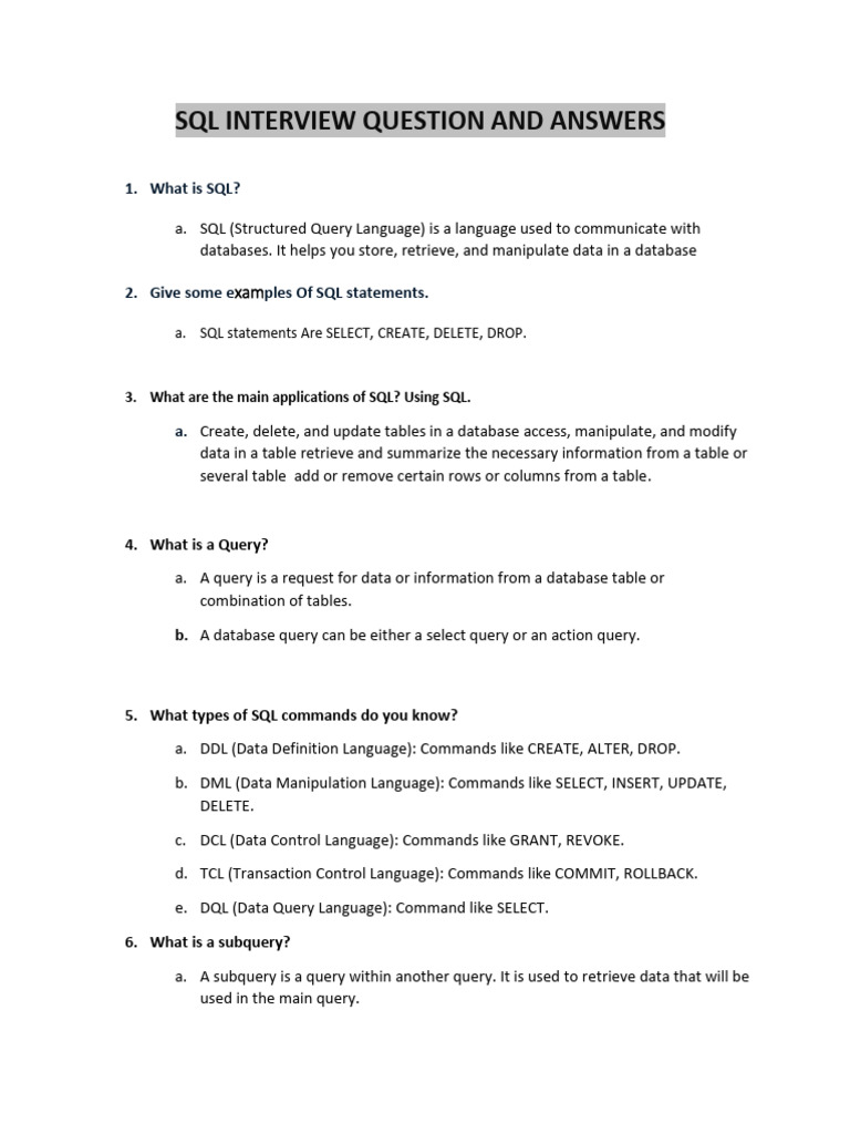 Sql Interview Question Docx Copy Pdf