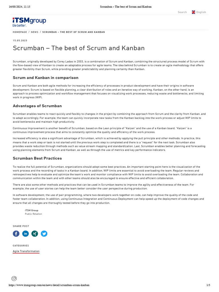 Scrumban - The Best of Scrum and Kanban | PDF