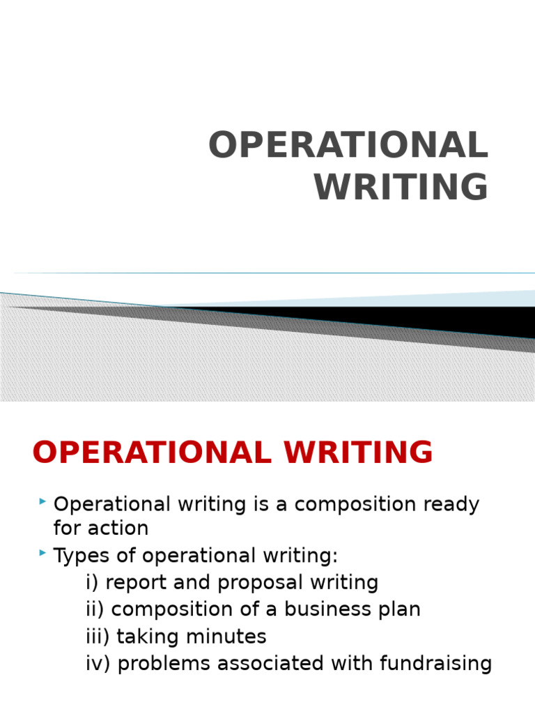 Operational Writing | PDF