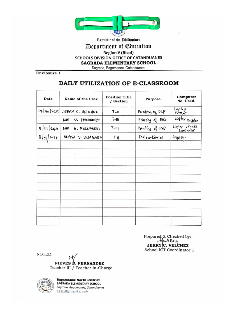 Ict Logbook August 2023 | PDF