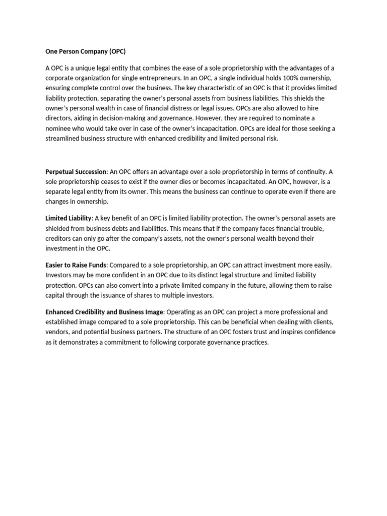 One Person Company Vs Proprieter Firm | PDF | Sole Proprietorship ...