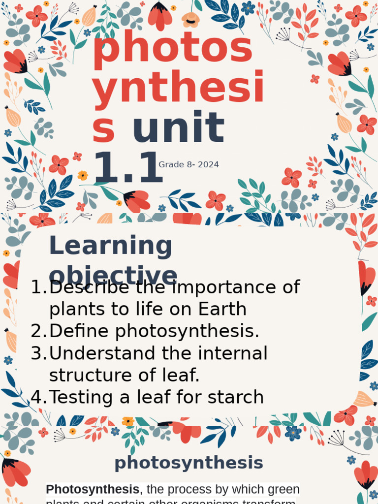 Subunit 1.1 - Photosynthesis 1 | PDF