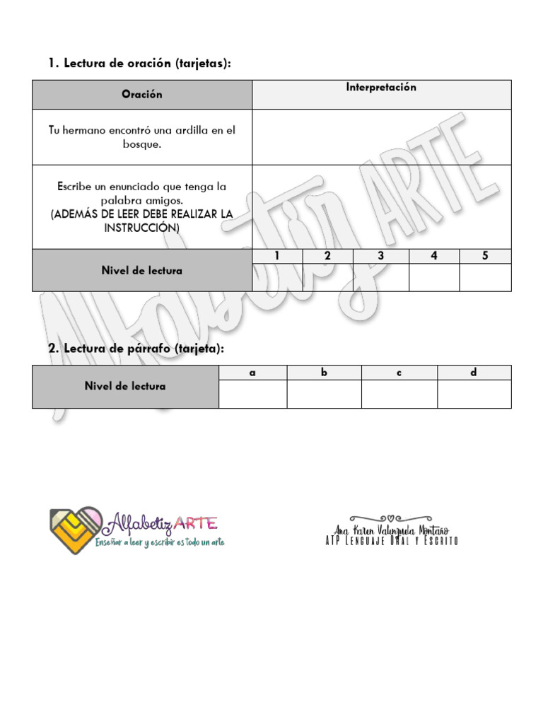 Ejercicios de Lectura y Escritura Infantil | PDF