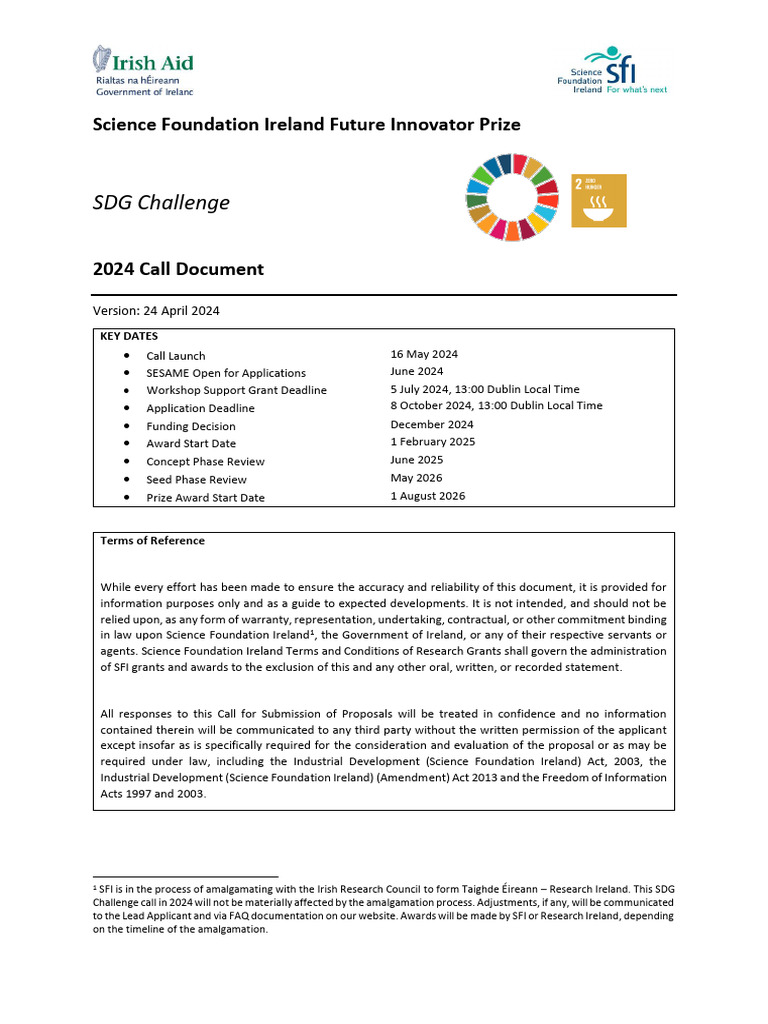 SDG Challenge 2024 Call Document | PDF