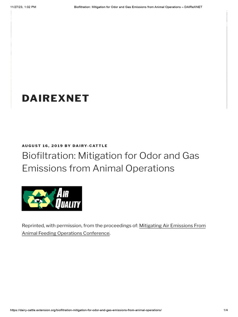 Biofiltration - Mitigation For Odor and Gas Emissions From Animal ...
