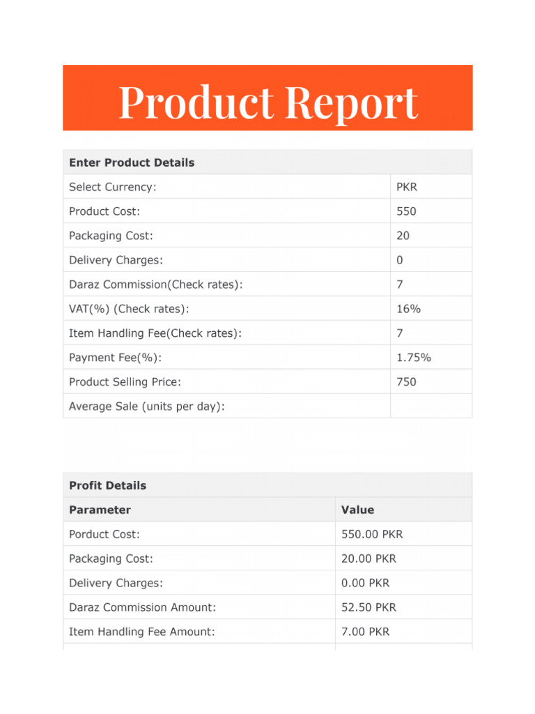 Daraz Profit Details | PDF