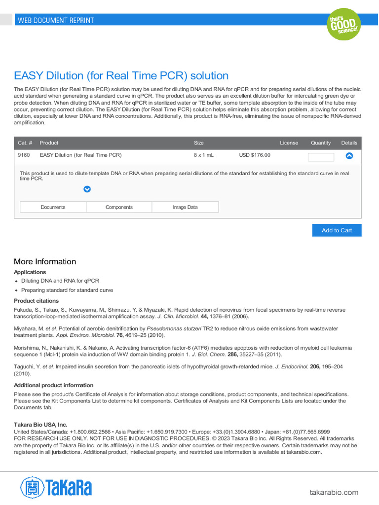 EASY Dilution For Real Time PCR Solution | PDF