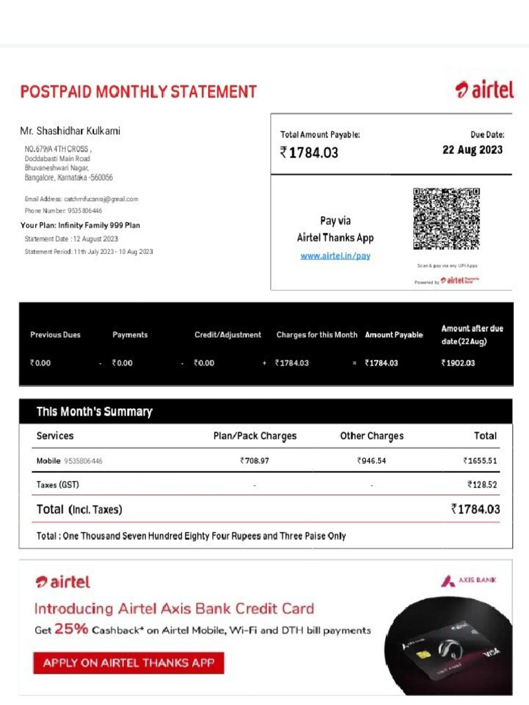 Broadband Bill Invoice | PDF