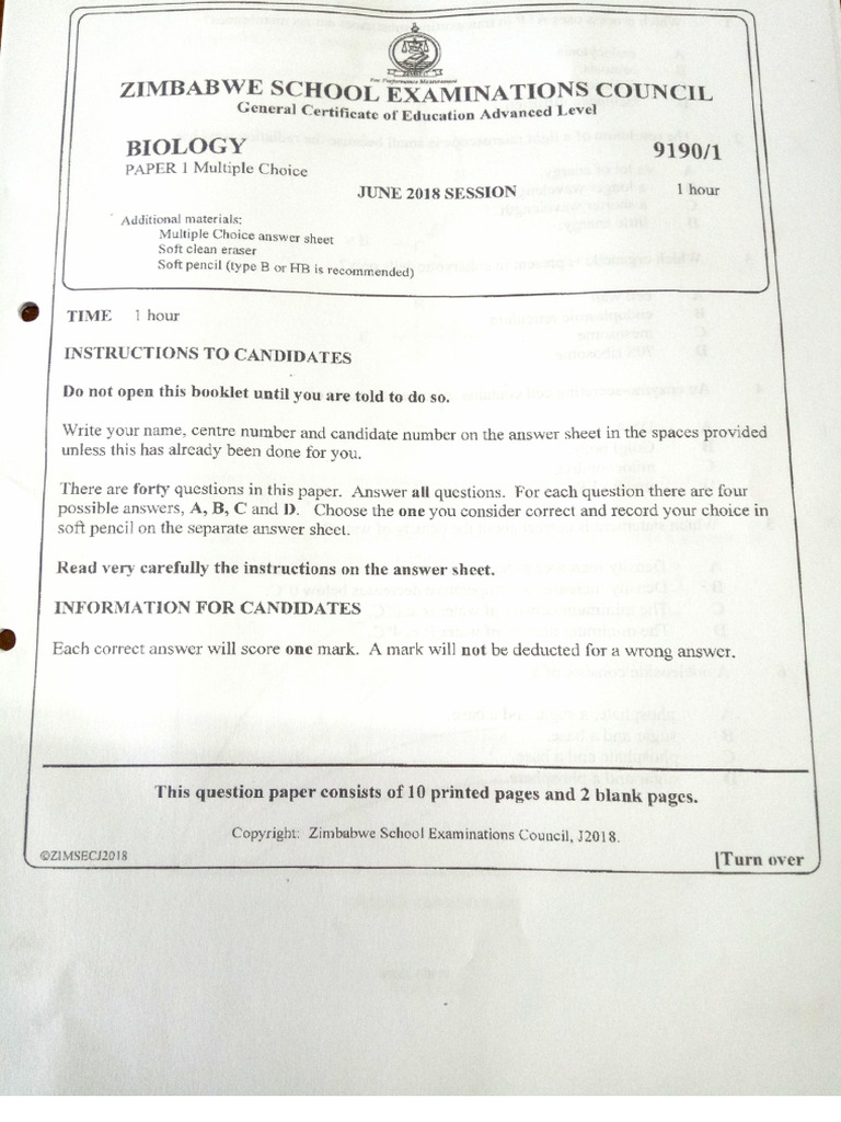 Biology Past Exam Papers | PDF