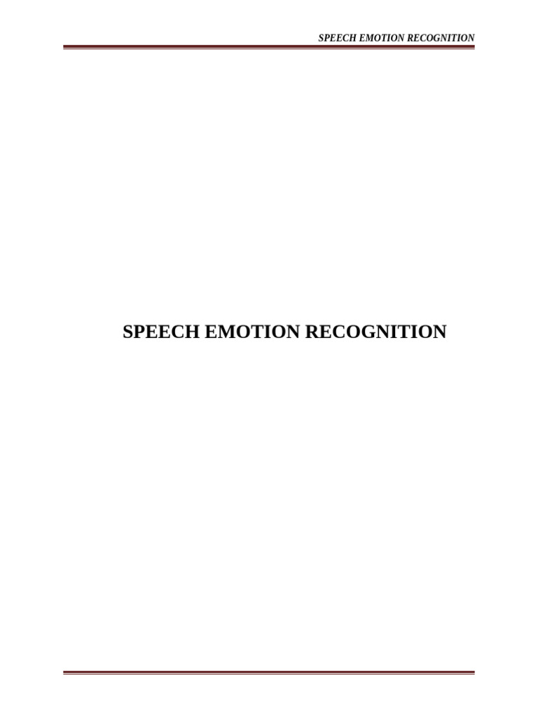 Speech Emotion Recognition | PDF