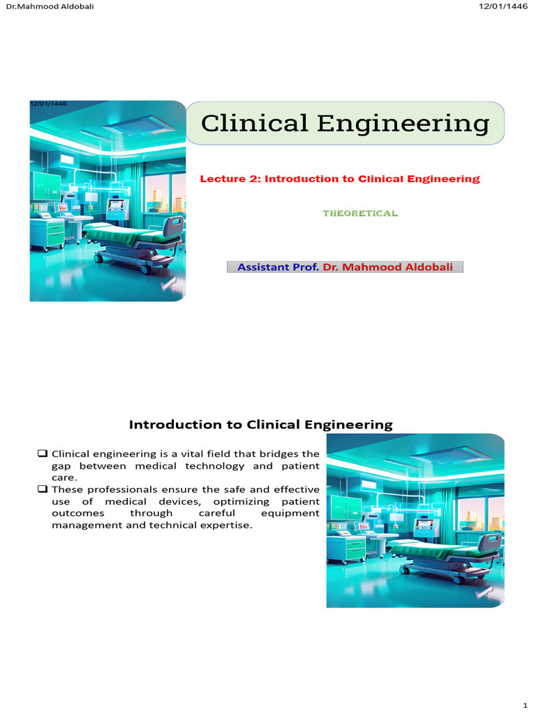 Lecture1 Introduction-to-Clinical-Engineering | PDF
