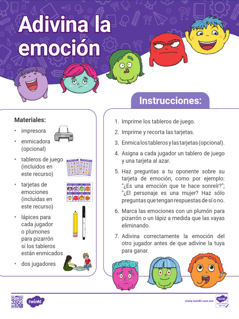 Adivina La Emoción Instrucciones | PDF | Sicología | Las emociones