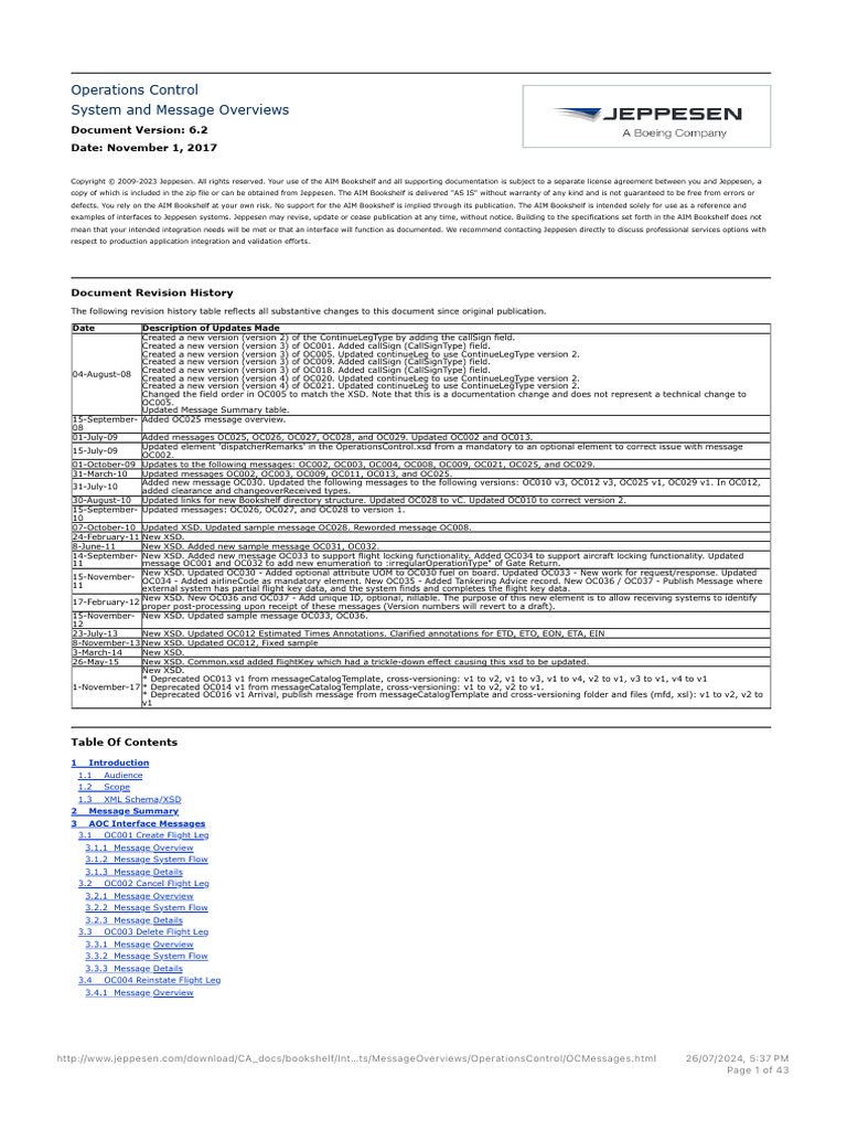 Operations Control Message Overview | PDF