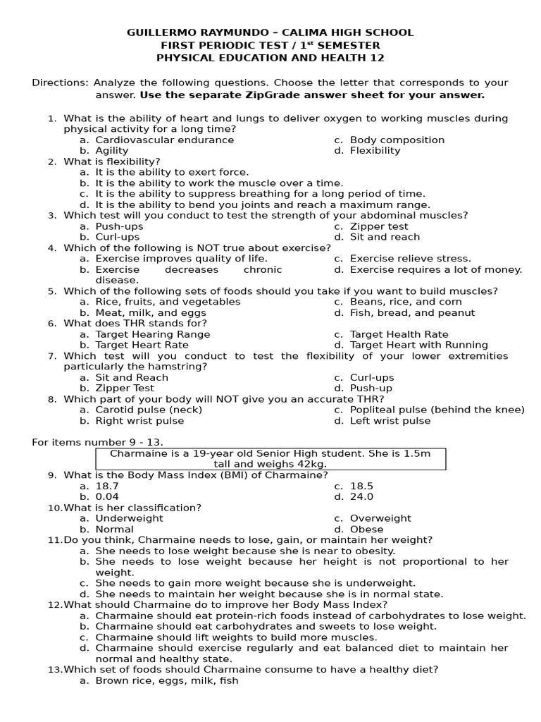 First Periodic Test PE12 | PDF